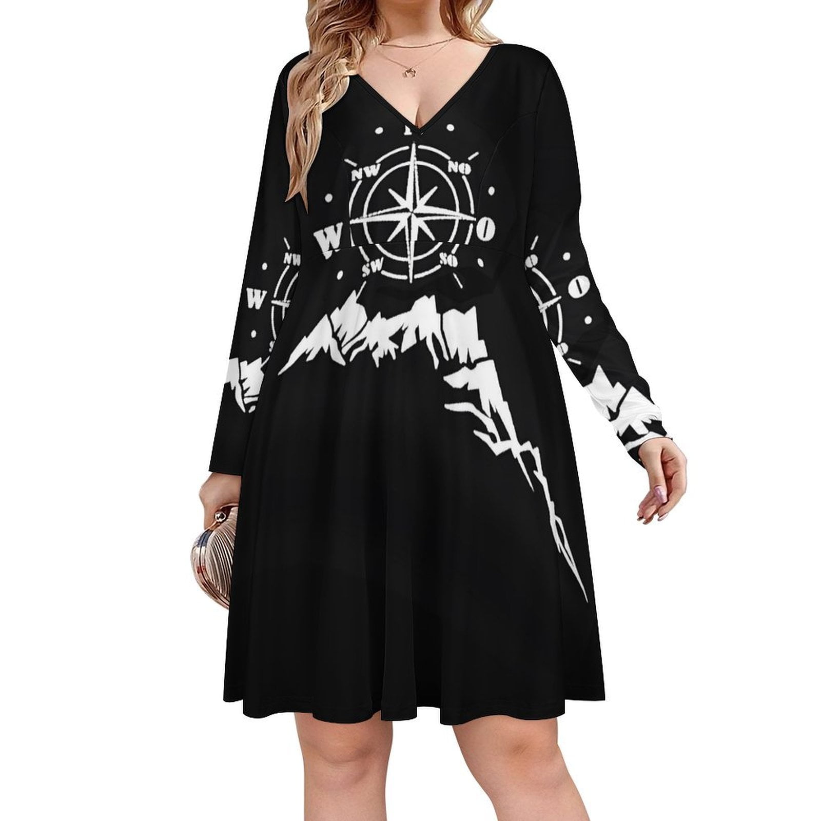 Compass Graphics Long Sleeve Dresses For Women Vintage Elegant Party ...