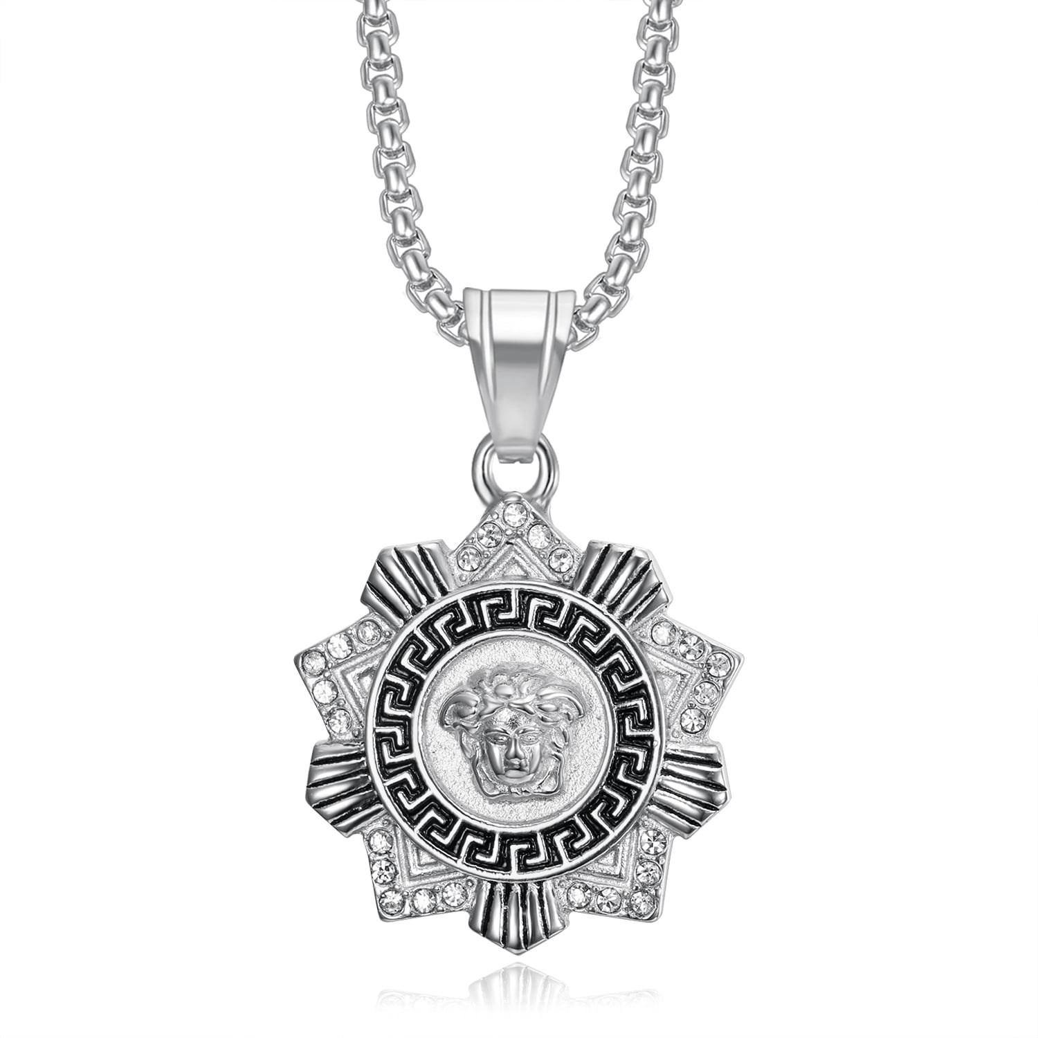 Compass Greek mythology Necklace 14K Yellow Gold For Men Women Golden ...