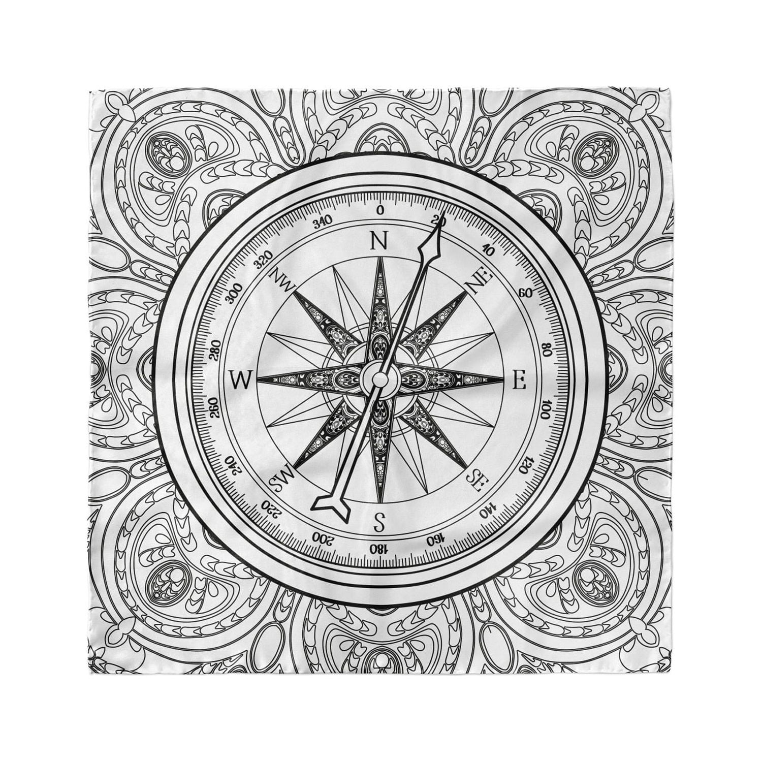 Compass Head Scarf, Windrose Line Art Style, Head Wrap, 3 Sizes, by ...