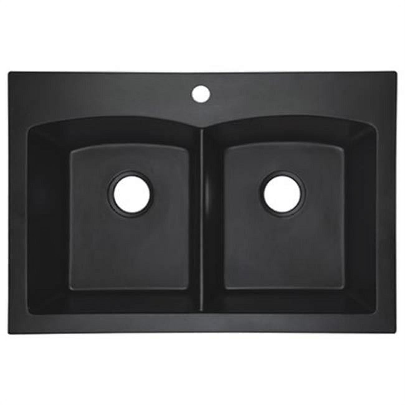 Compass International GS3322955B Dual Mount 50-50 Granite Sink, Black ...