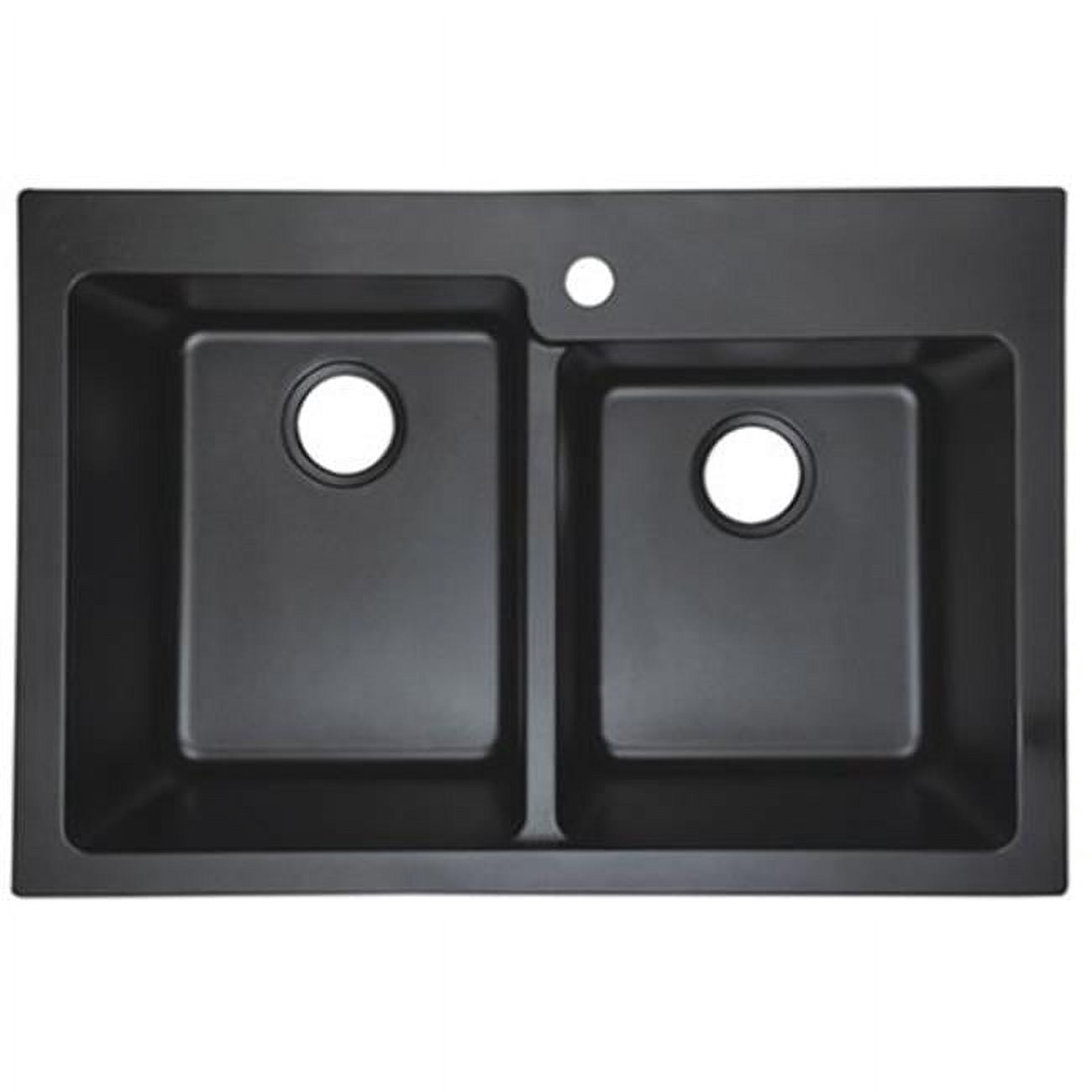 Compass International GS3322964B Dual Mount 60-40 Granite Sink, Black ...
