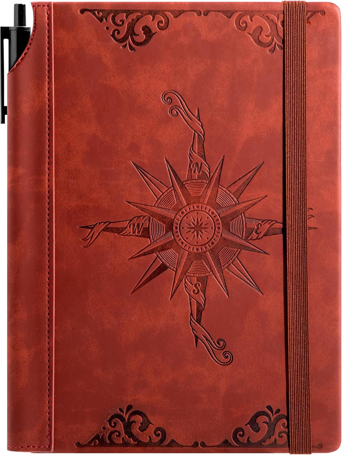 Compass Leather Notebook Journal for Men, 100 GSM 288 Pages Lined ...