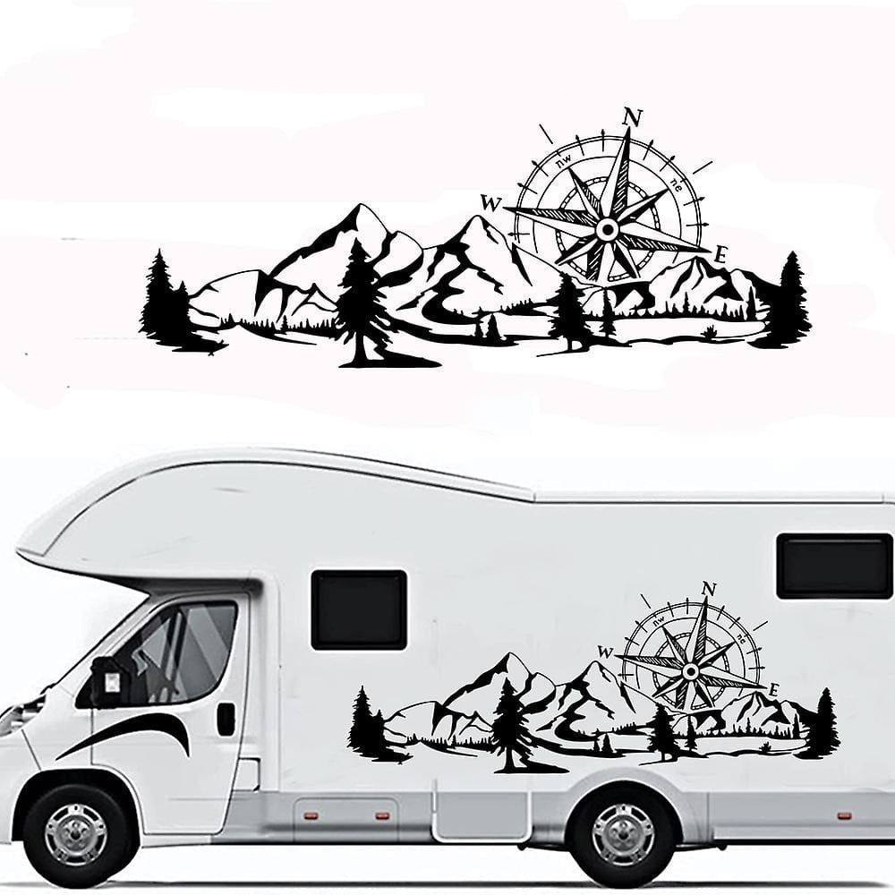 Compass Mountain Camper Rv Van Truck Car Sticker Decal Tree Forest ...