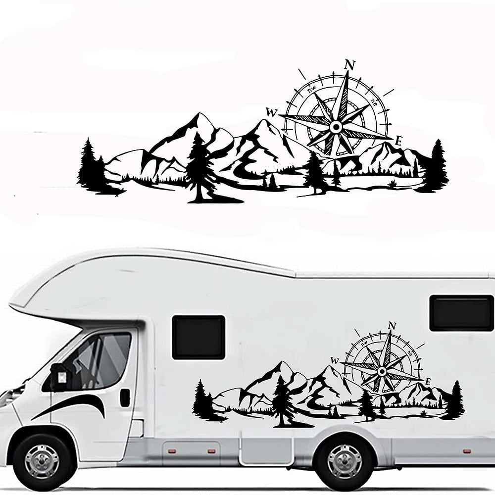 Compass Mountain Camper Rv Van Truck Car Sticker Decal Tree Forest ...