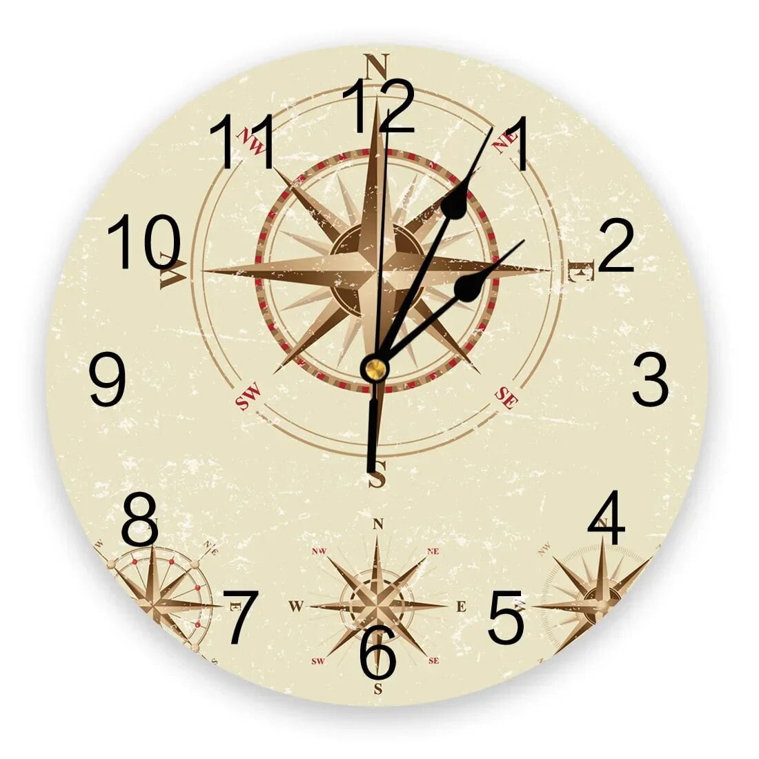 Compass Nautical Map Scale Letters Sailboat Large Wall Clock Dinning ...