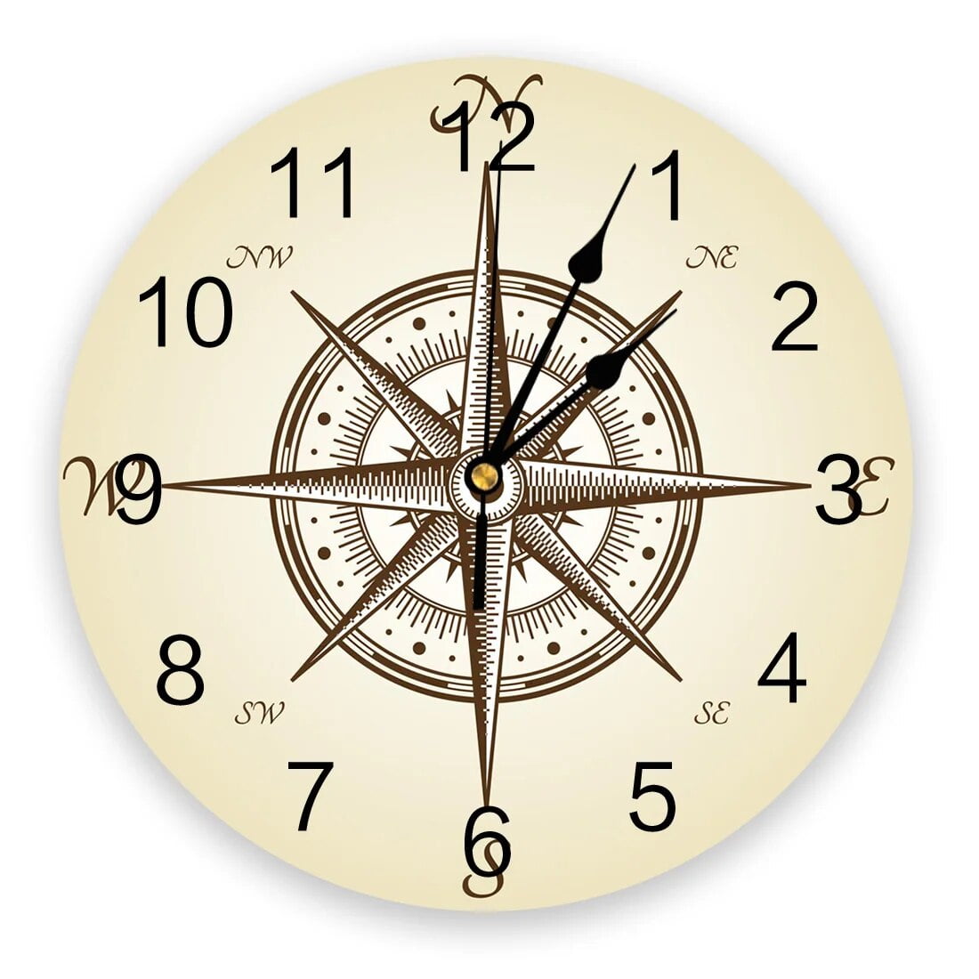 Compass Nautical Map Wall Clock Modern Design Living Room Decoration Kitchen Silent Clock Home ...