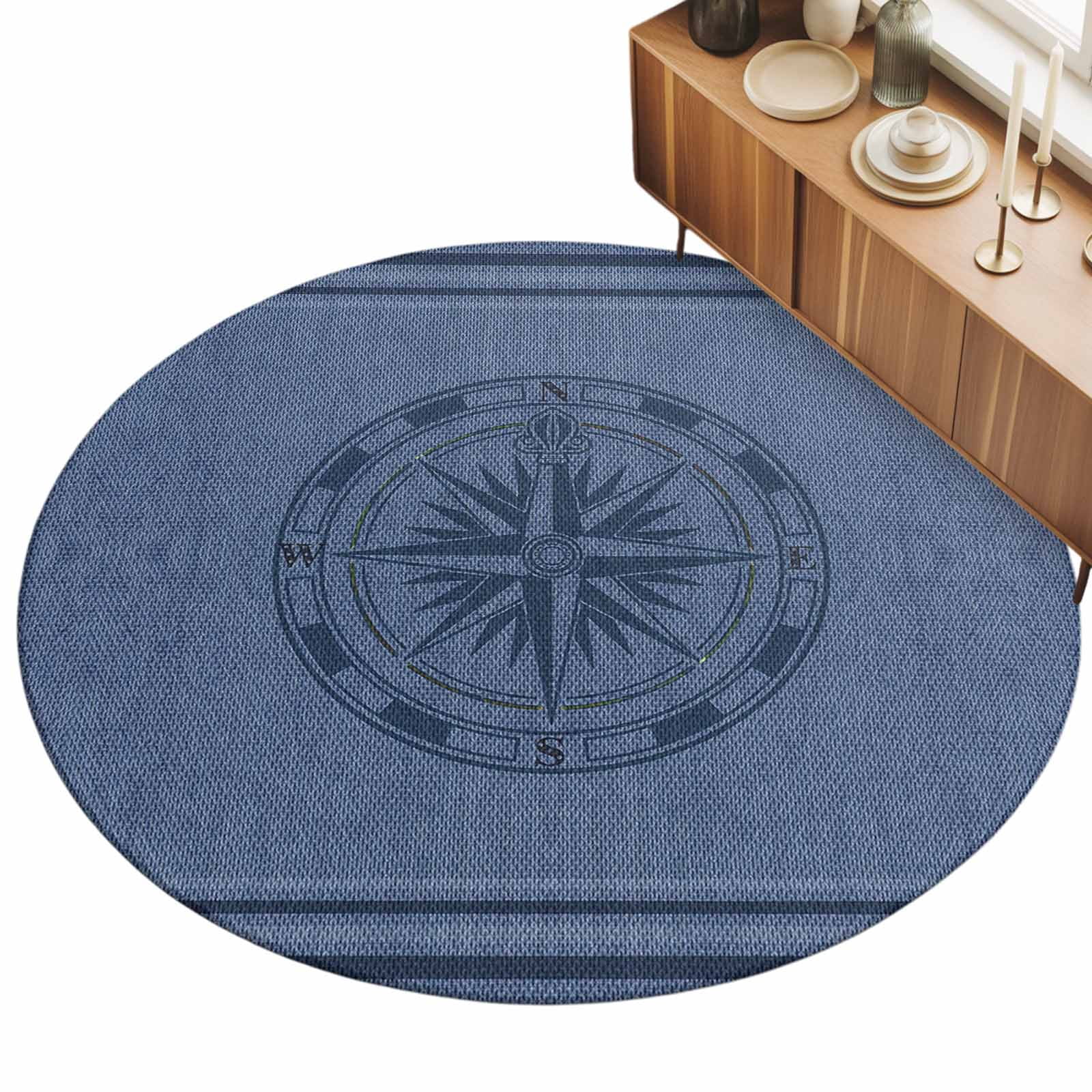 Compass Navigation Area Rugs 3.3' (Round) Guide Letter Printing Floor ...