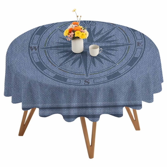 Compass Navigation Round Tablecloth 60 inches Guide Letter Printing ...