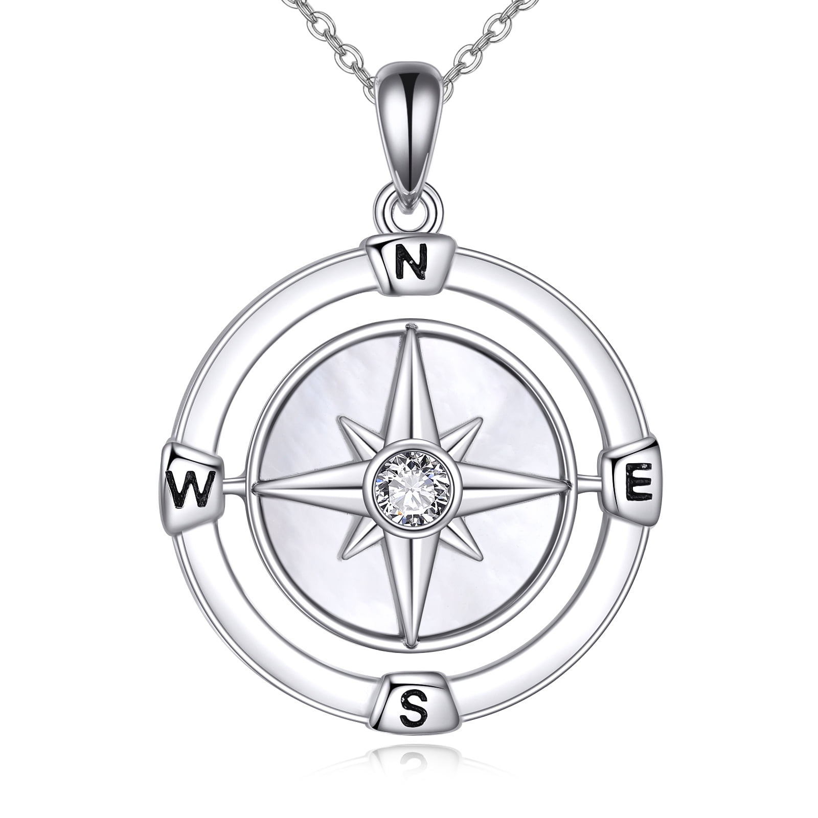 Compass Necklace 925 Sterling Silver Rotatable Graduation Friendship ...