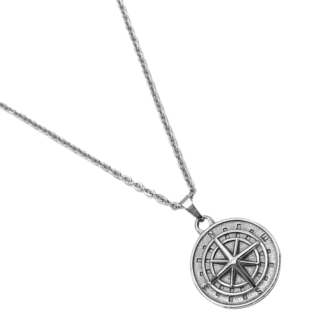 ifundom 1Set Vintage Silver Compass Pendant Necklace for Men and Women ...