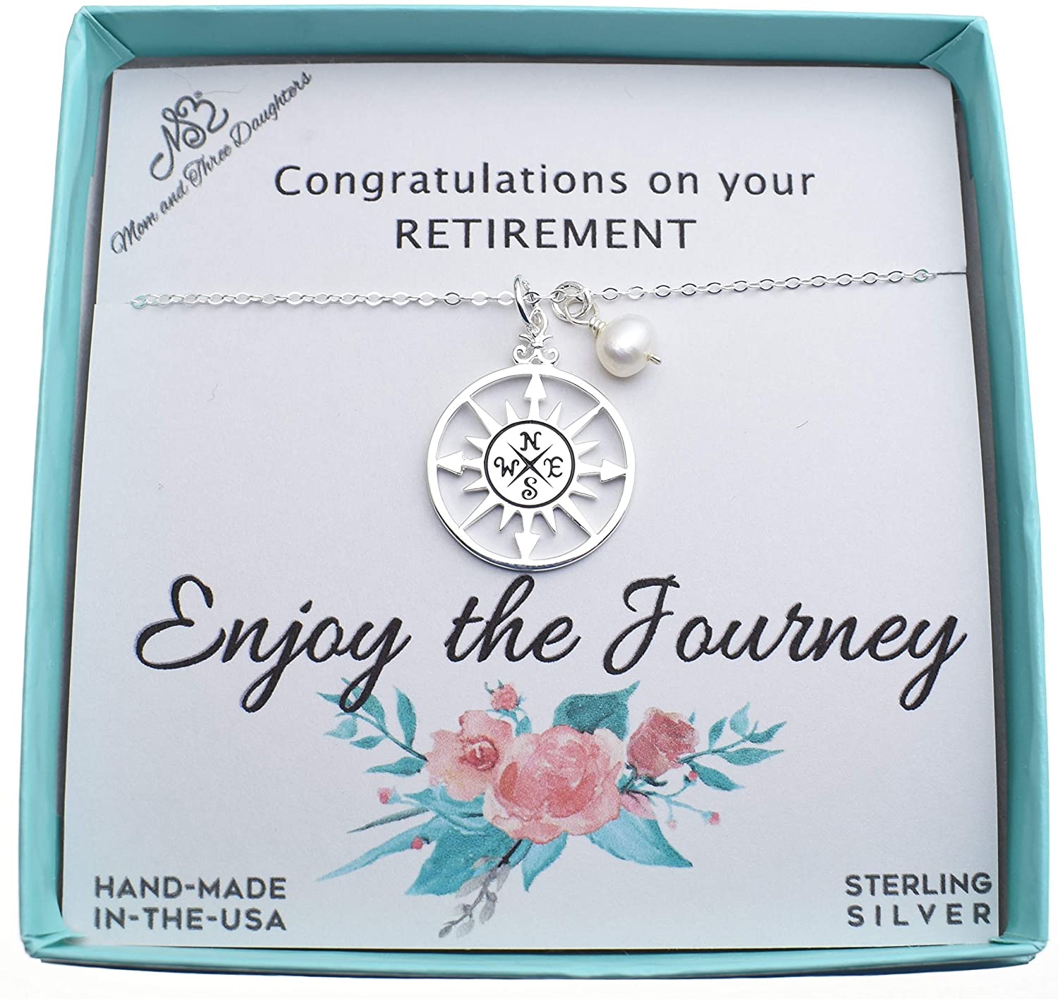 Compass Necklace. Retirement Gift. Happy Retirement. 18 Inch Sterling ...