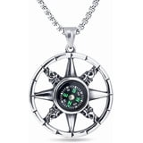 Compass Necklace with 23.6'' Stainless Steel Chain Navigation Compass ...