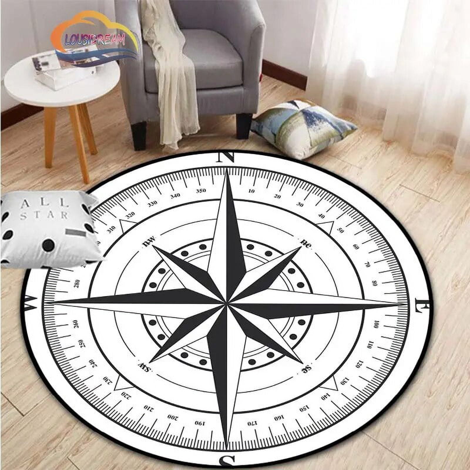 Compass Printed fashion Rug Pattern Round Carpet Living room Bedroom ...