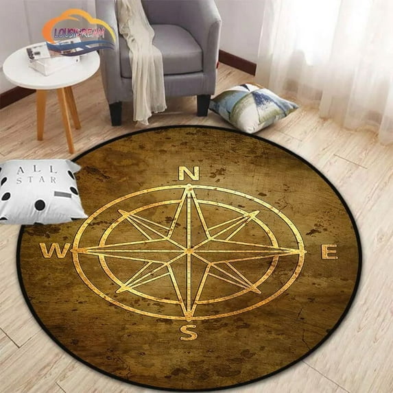 Compass Printed fashion Rug Pattern Round Carpet Living room Bedroom ...
