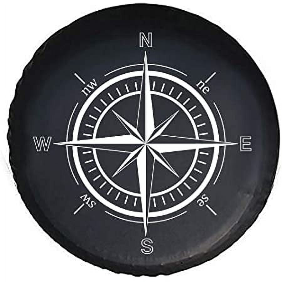 Compass Rose Black Spare Tire Cover UV Sun Wheel Covers Fit for Trailer ...