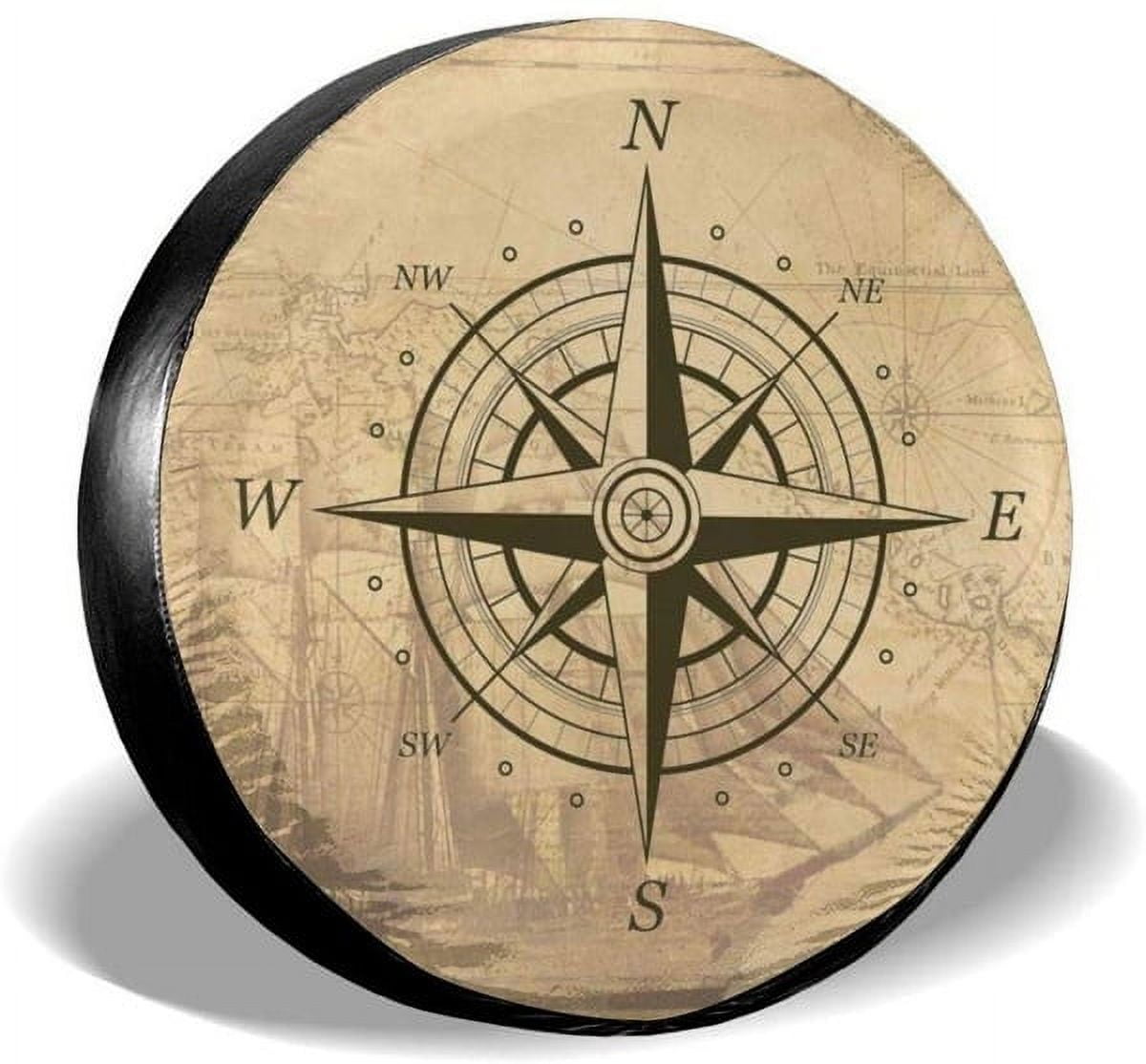 Compass Rose Black Spare Tire Cover UV Sun Wheel Covers Fit for Trailer ...
