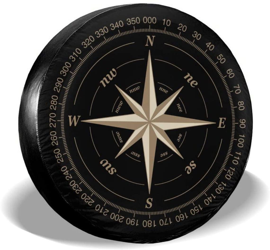 Compass Rose Black Spare Tire Cover UV Sun Wheel Covers Fit for Trailer ...