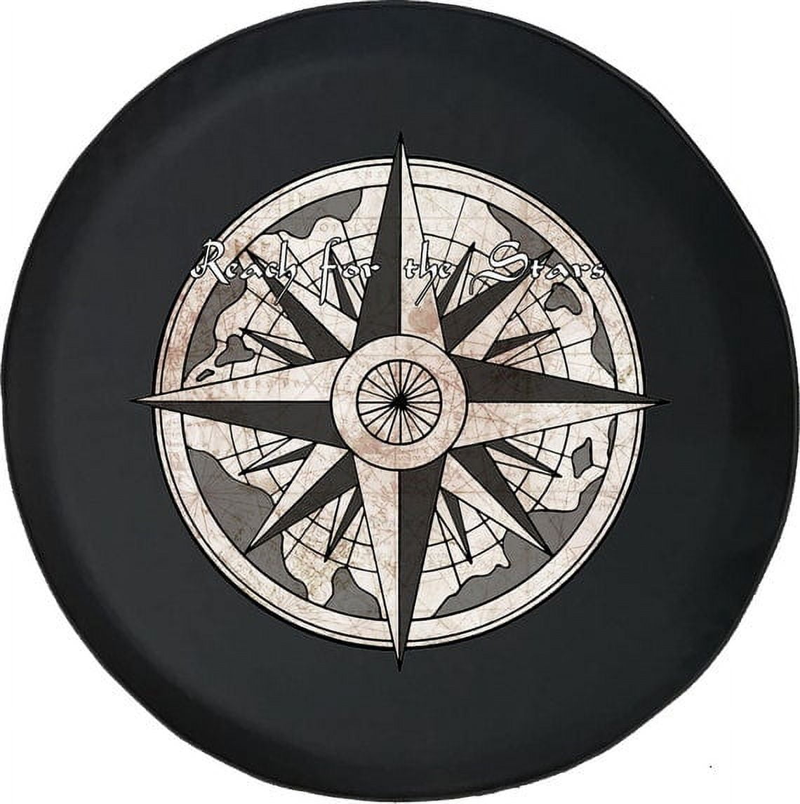 Compass Rose Black Spare Tire Cover UV Sun Wheel Covers Fit for Trailer ...