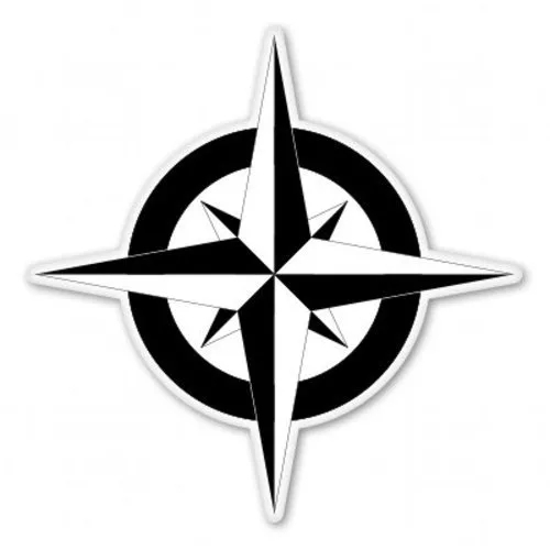 Compass Rose Black White Car Sticker Phone Decal Water Bottle Stickers ...