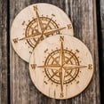 Compass Rose Coaster Set 4x4in Raw Wood - Walmart.com