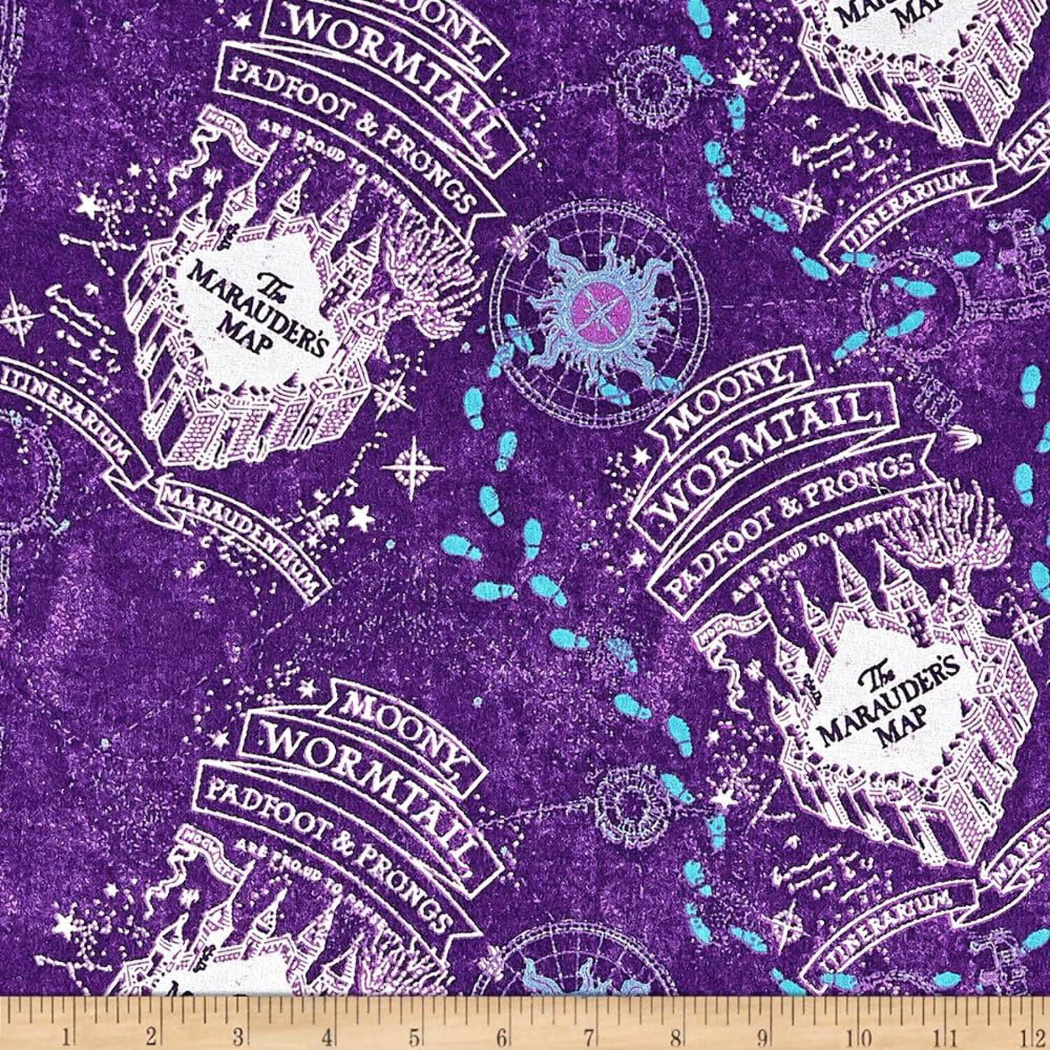 Compass Rose Marauders's Map Purple Flannel Fabric - Walmart.com