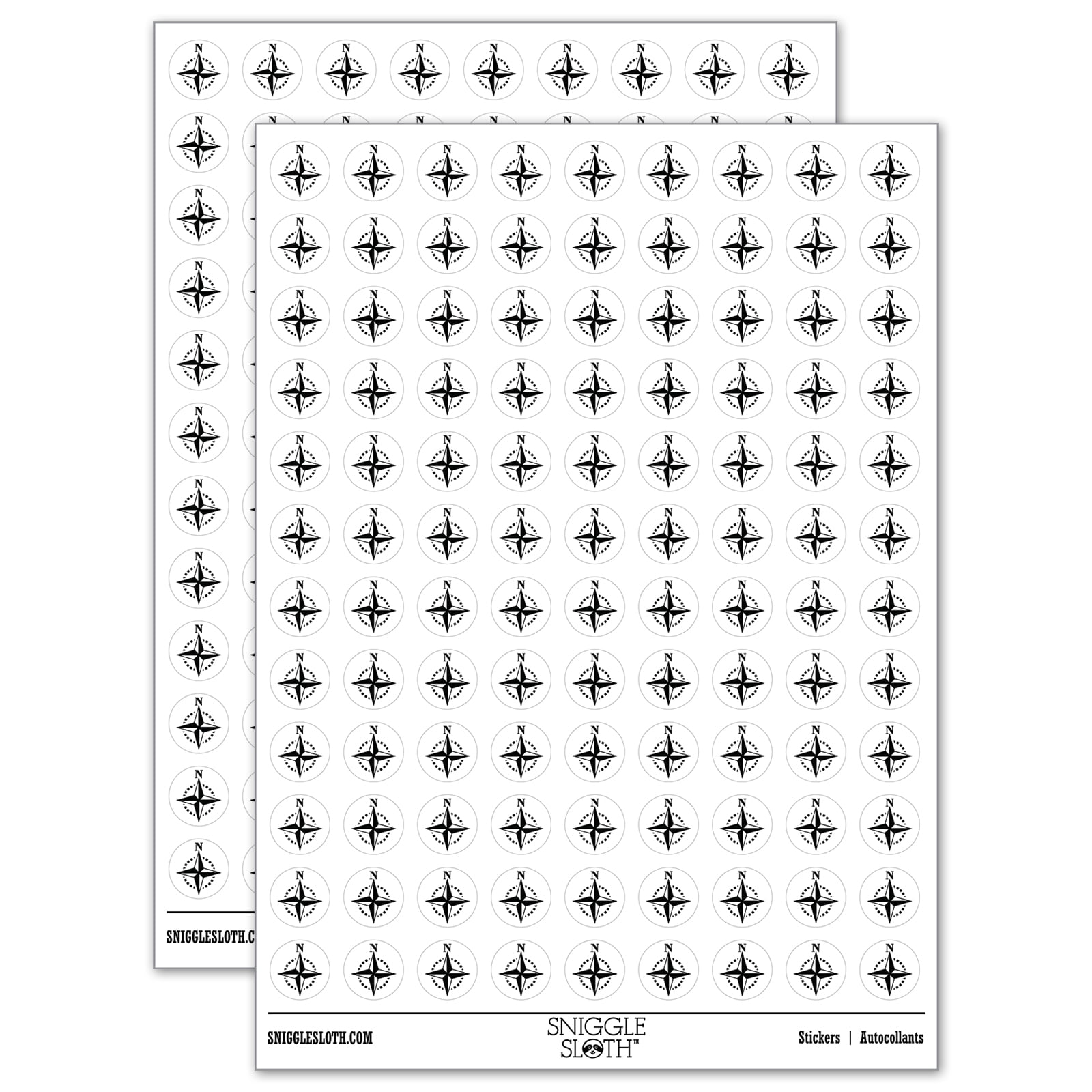 Compass Rose Nautical Star Navigation Map 200+ Round Stickers - White ...