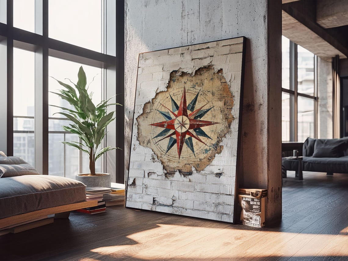 Compass Rose Poster: Beach Travel Wall Decor, Unframed Size 8x12 ...