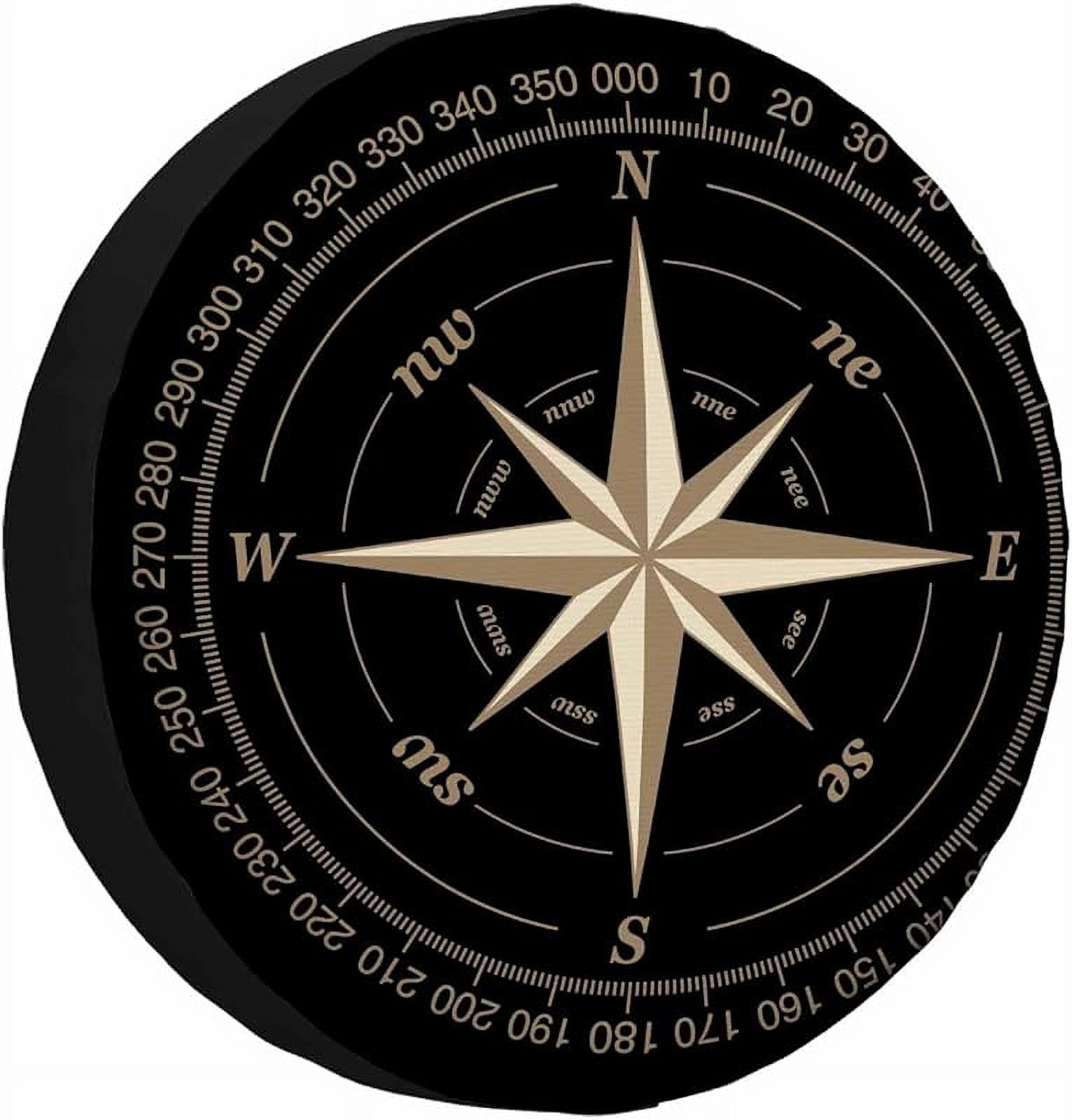 Compass Rose Spare Tire Cover Wind Marine Star Black Nautical Earth World Adventure Ship ...