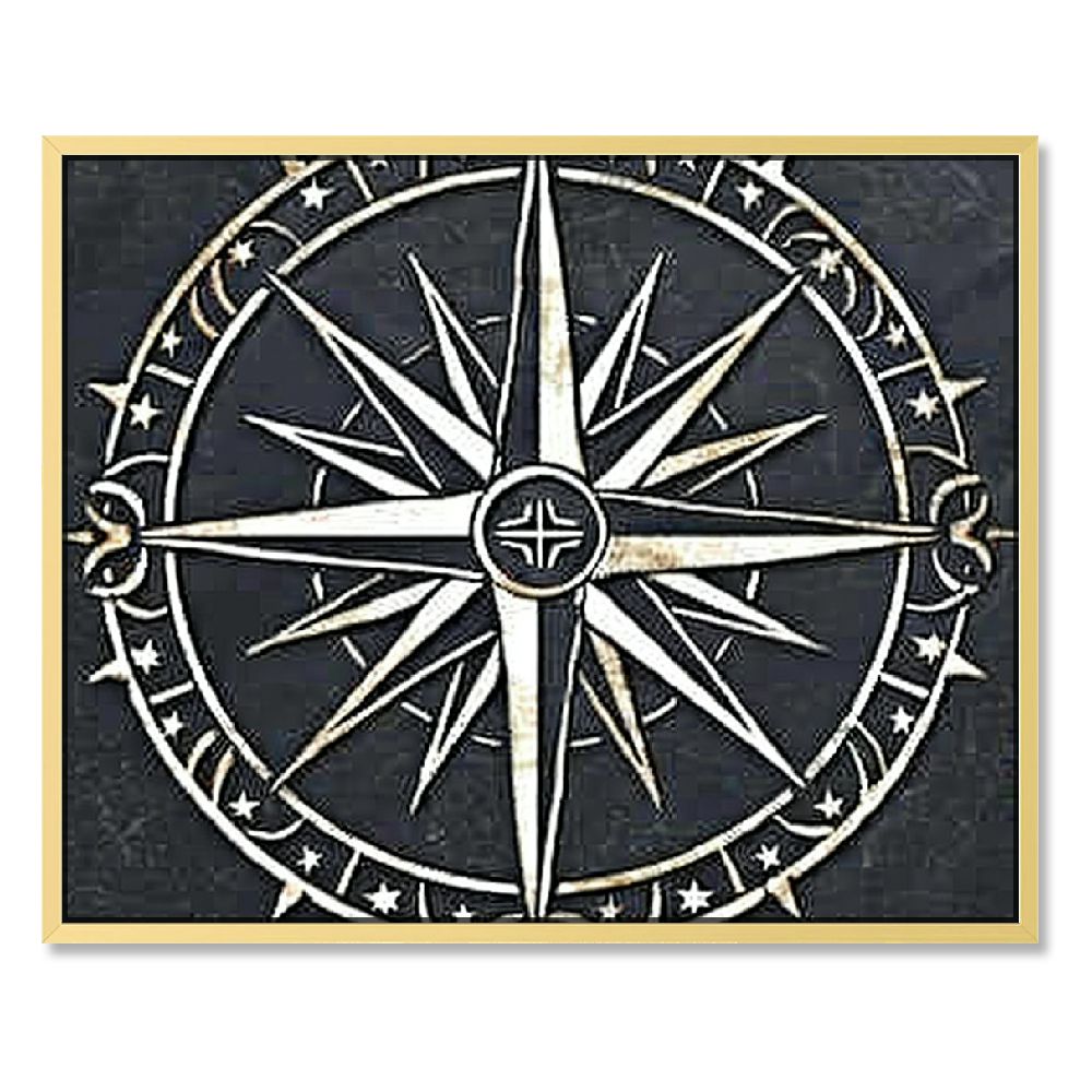 Compass Rose Wall Art Stretched Canvas Travel Art - Travel Themed Art ...