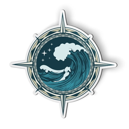 Compass Rose Wave Nautical Sailing - 5" Magnet for Car Locker ...