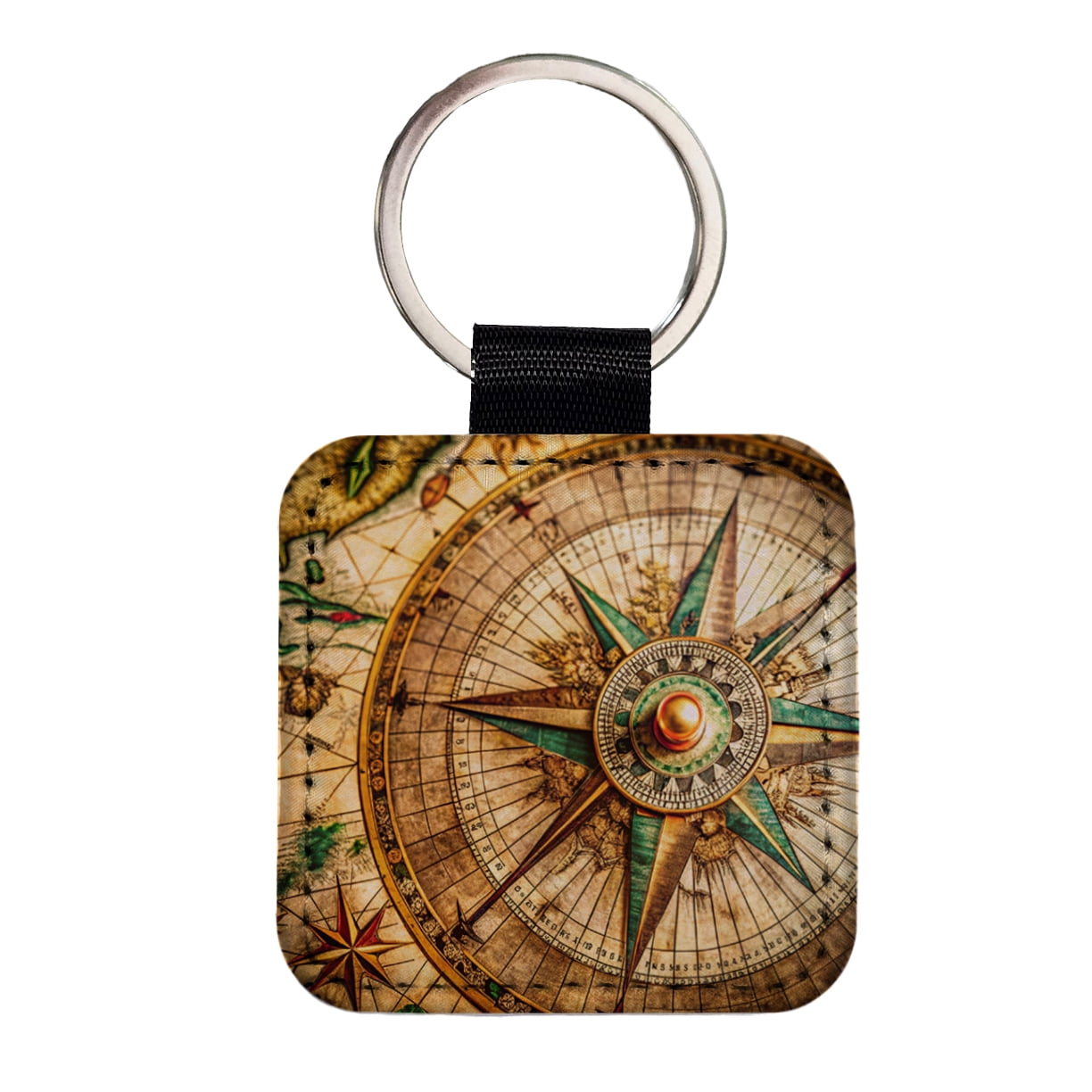 Compass Rose on an Ancient Nautical Maritime Map Faux Leather Square ...