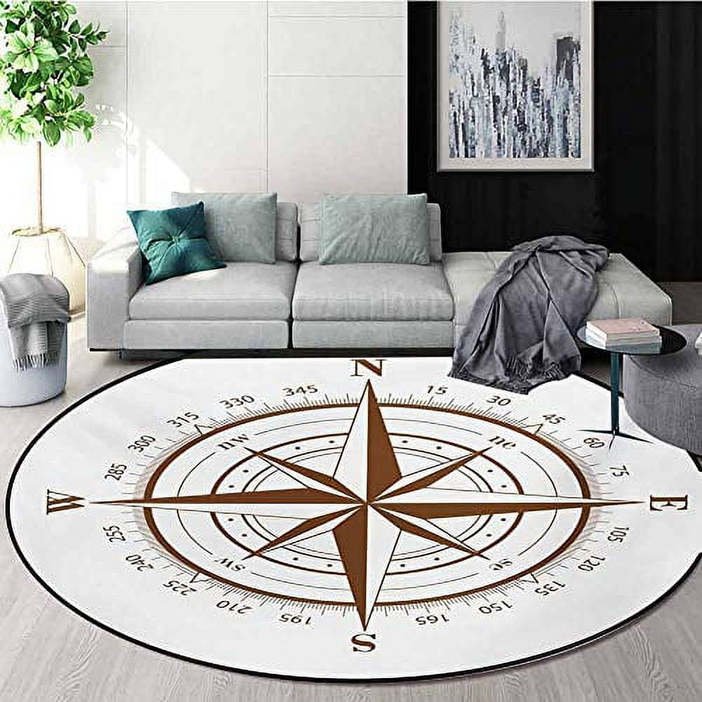 Compass Round Area Rugs Living Room Vintage British Navy Compass in ...