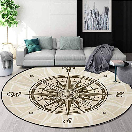 Compass Round Area Rugs Living Room Vintage British Navy Compass in ...