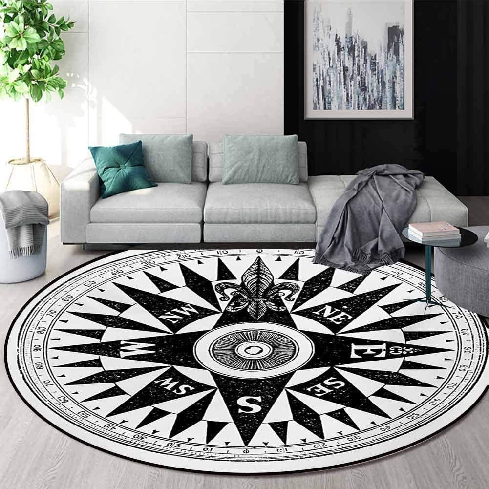 Compass Round Area Rugs Living Room Vintage British Navy Compass in ...