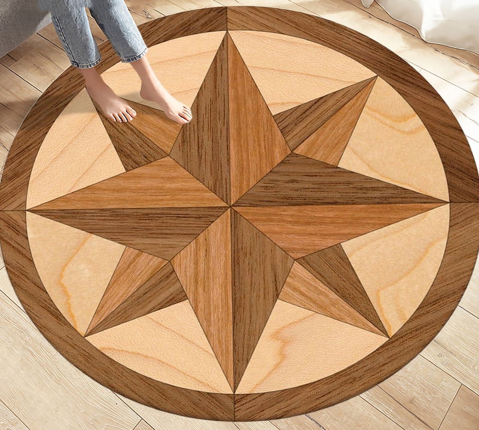 Compass Round Carpet Area Rug Retro British Navy New World Discovery ...