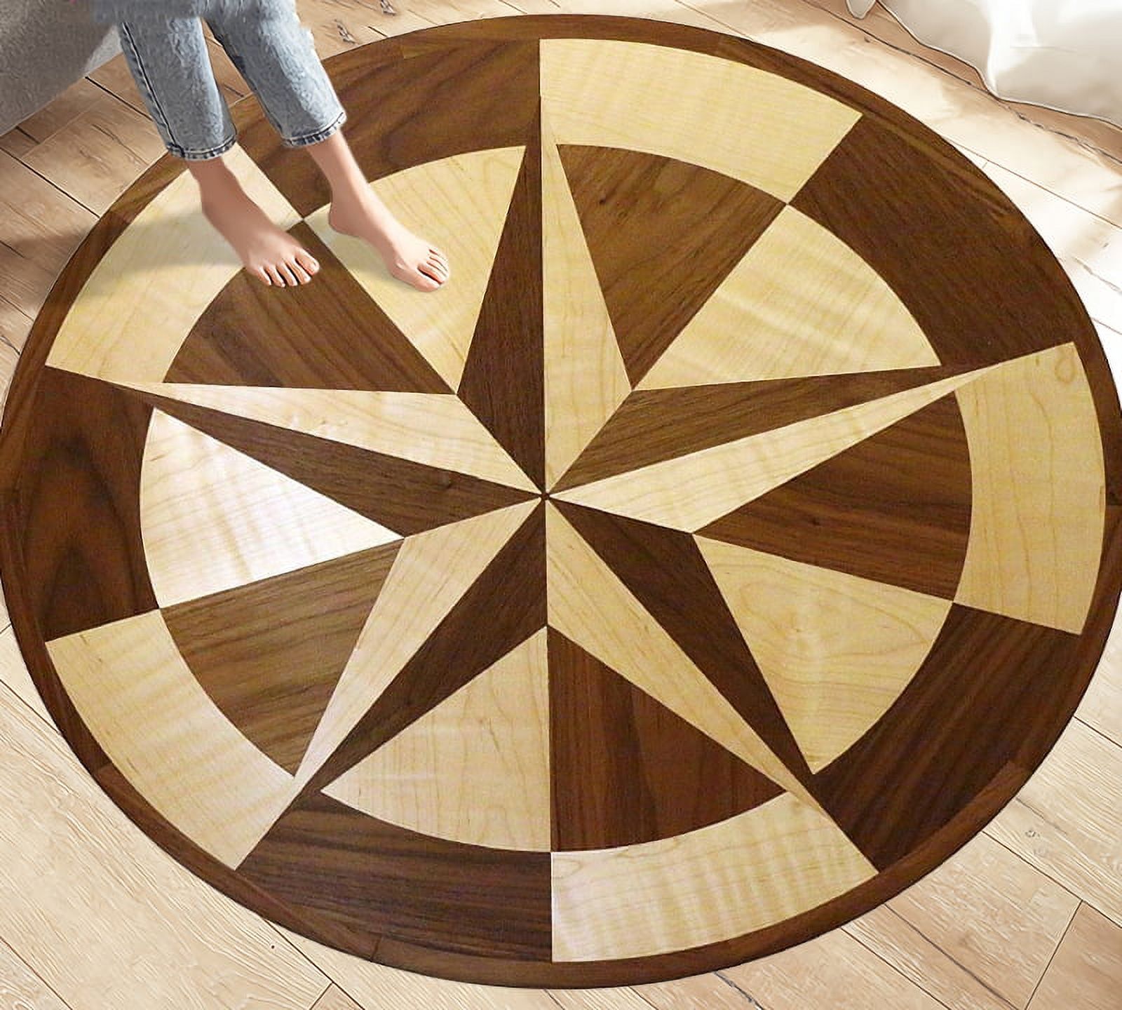 Compass Round Carpet Area Rug Retro British Navy New World Discovery ...