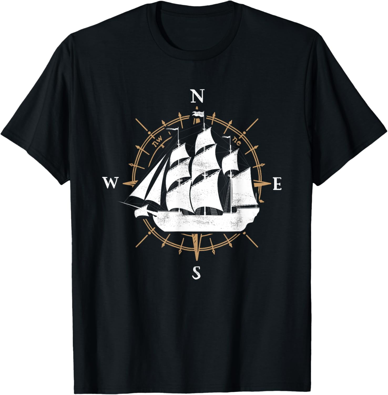 Compass Sailing Ship Boat Sailor Nautic T-Shirt - Walmart.com