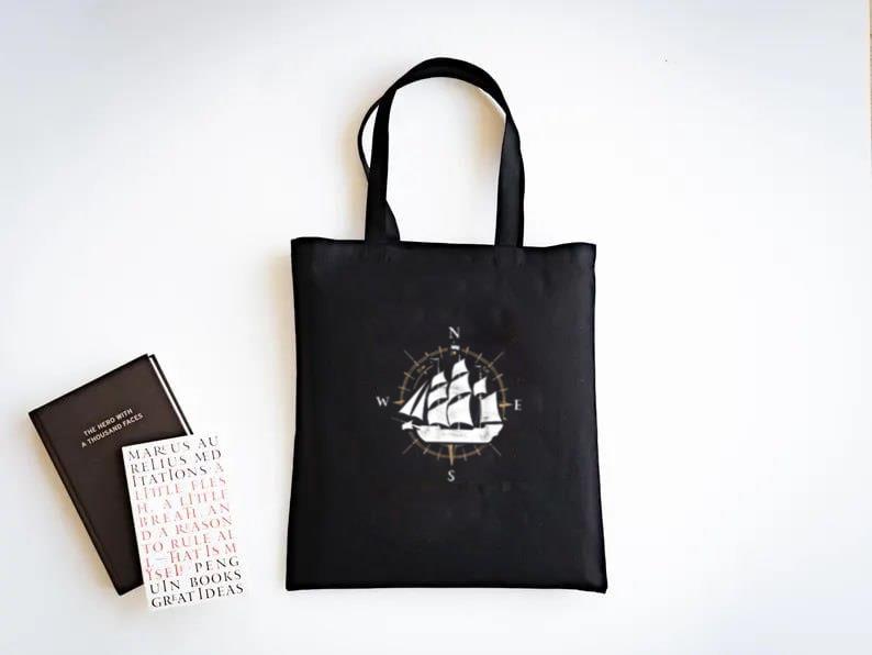 Compass Sailing Ship Sailor Nautic Map Tote Bags - Walmart.com