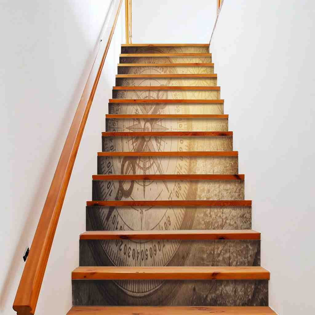 Compass Stair Decals l Theme Stair Decals Vintage Navigator Adventure ...
