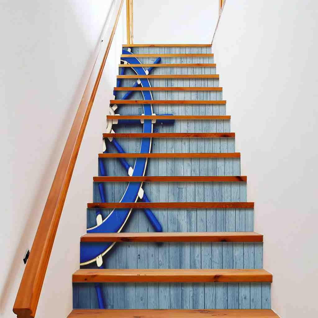 Compass Stair Decals l Theme Stair Decals Vintage Navigator Adventure ...