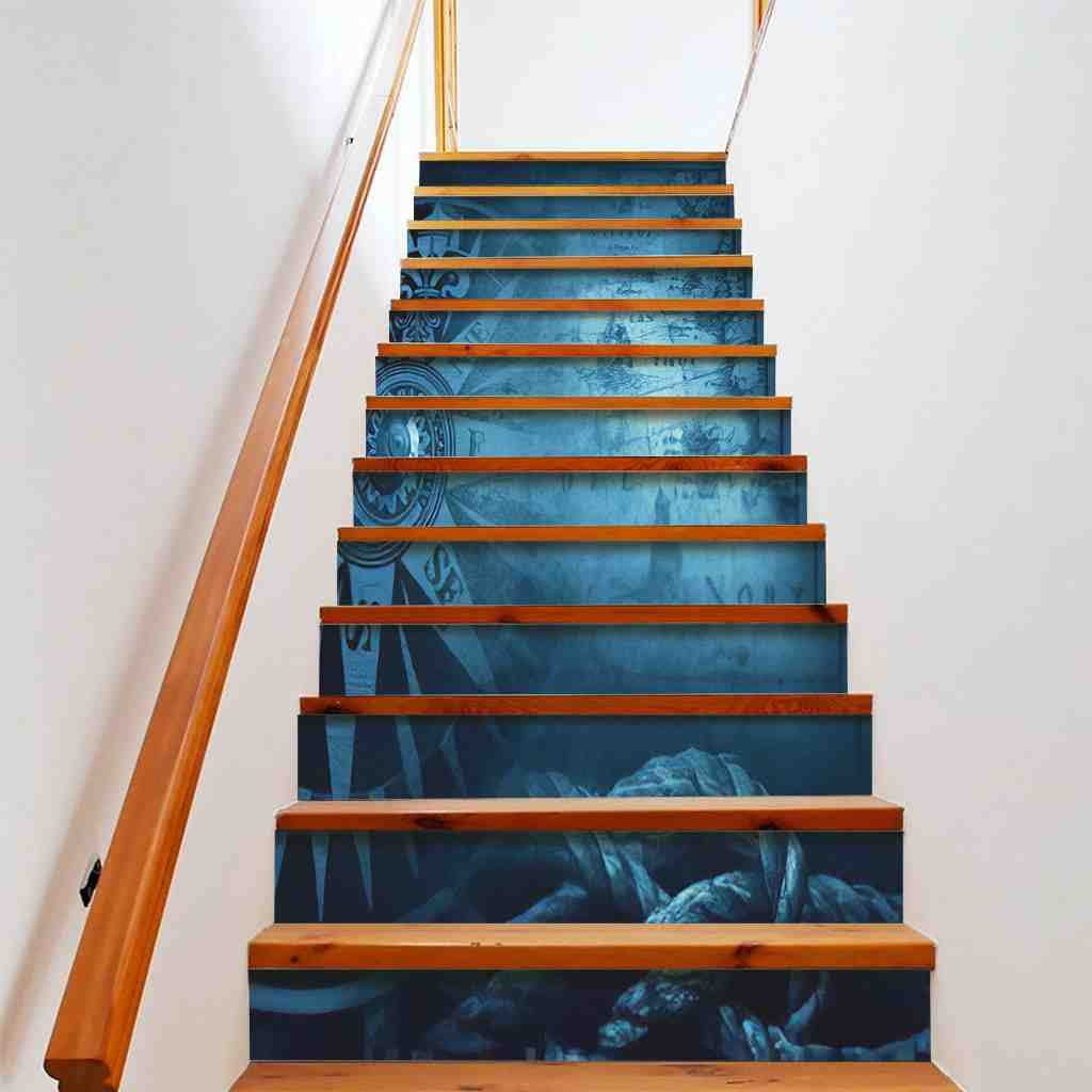 Compass Stair Decals l Theme Stair Decals Vintage Navigator Adventure ...