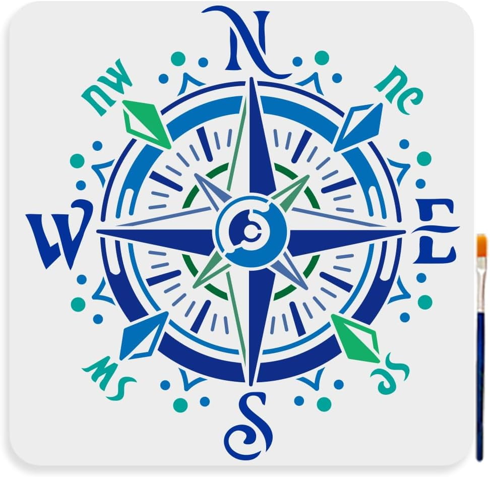 Compass Stencil 11.8×11.8inch Large Compass Rose Stencil Template with ...