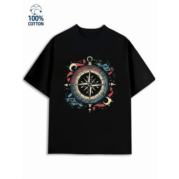 Compass T-Shirt men's funny humor 180G 100% Cotton black y2k husband ...