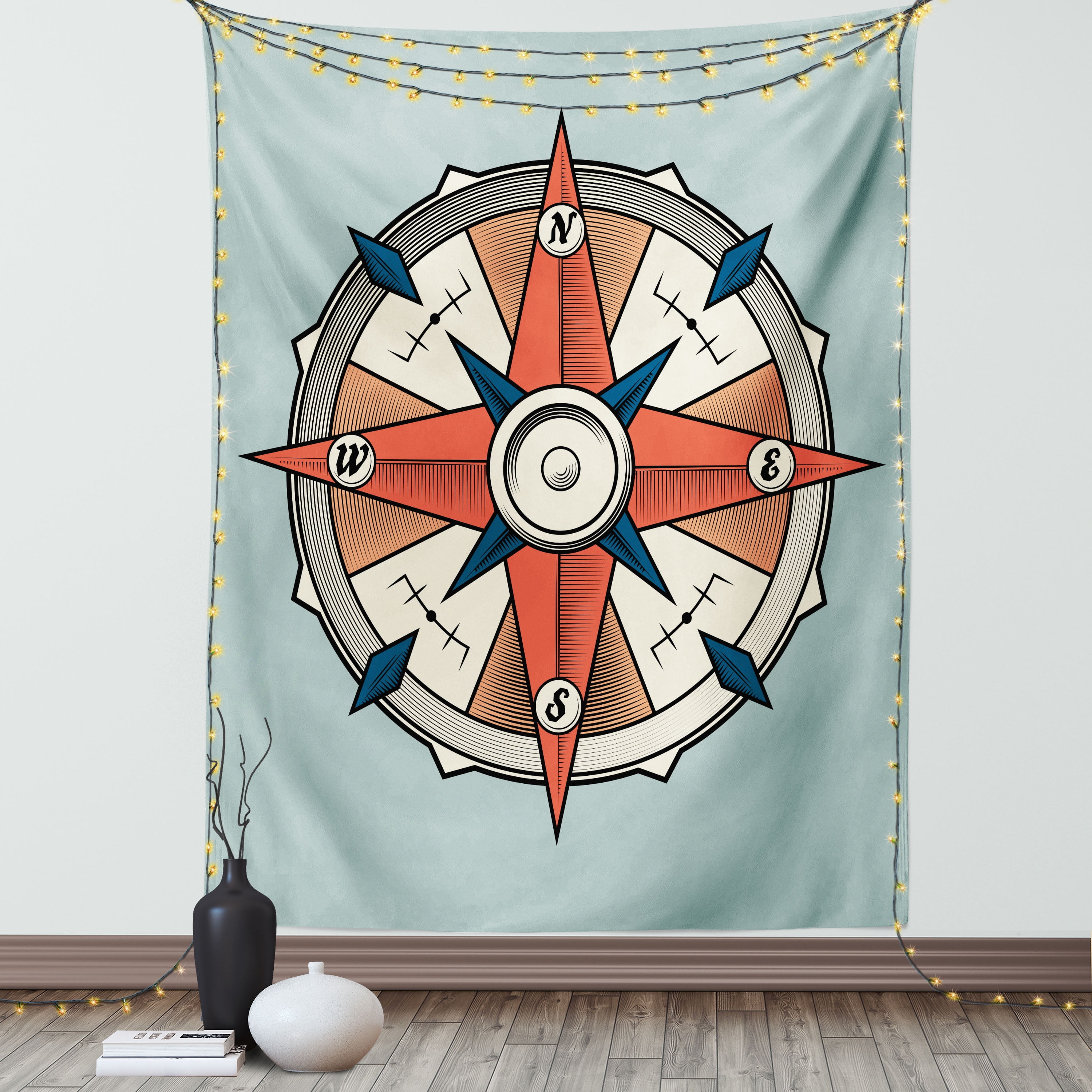 Compass Tapestry, Compass Illustration Arrows Cartography Journey Path ...