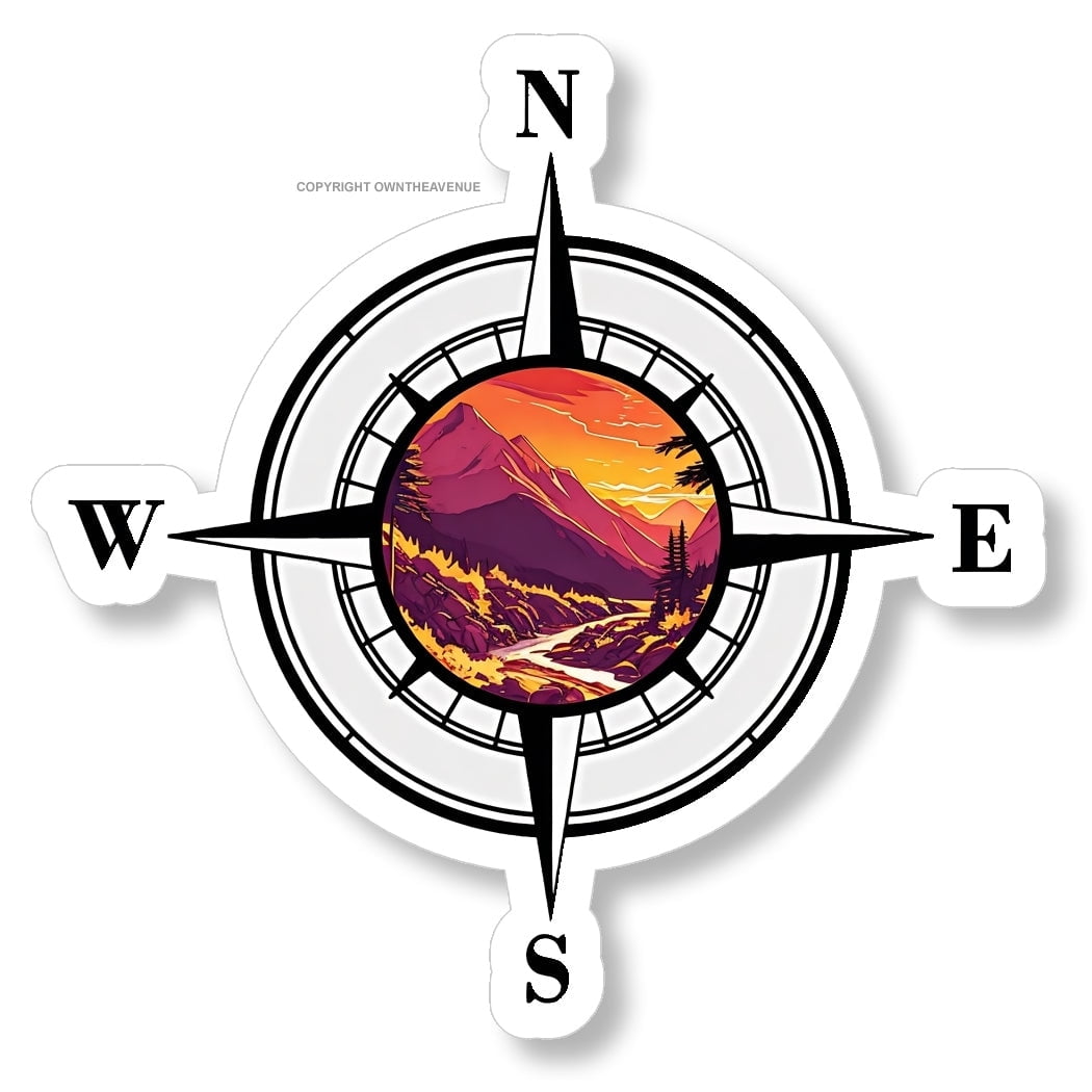 Compass Trees Lake Vinyl Decal V01 Wall Bumper Laptop Sticker 3.5 ...