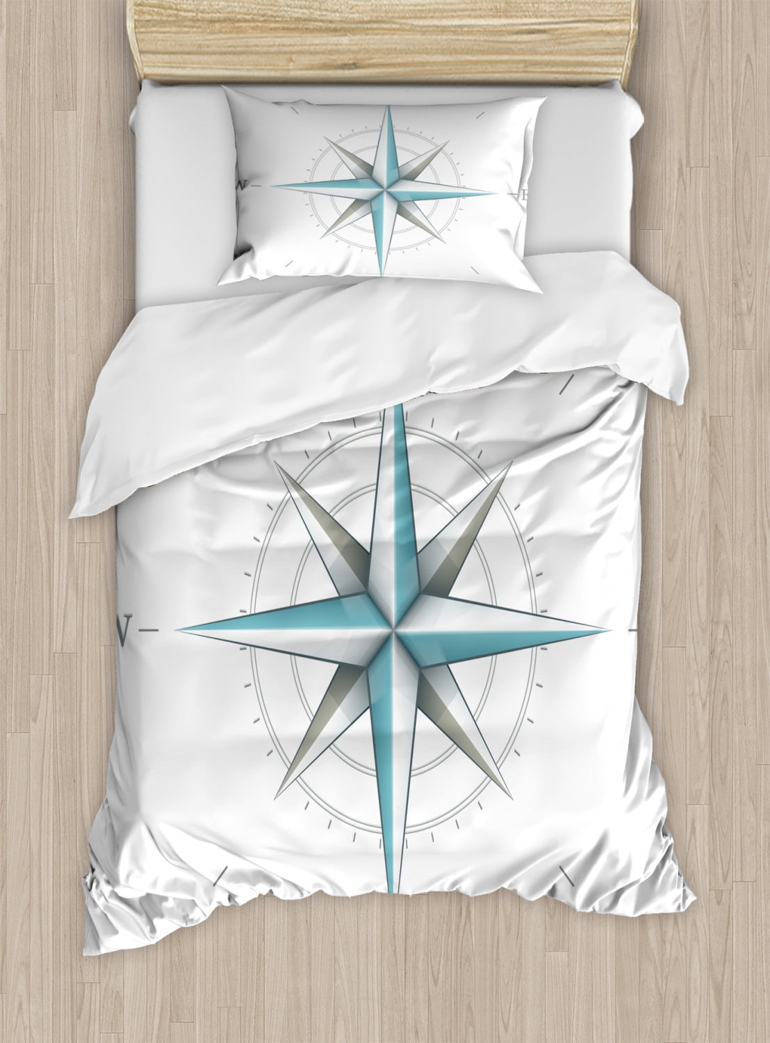Compass Twin Size Duvet Cover Set, Antique Wind Rose Diagram for ...
