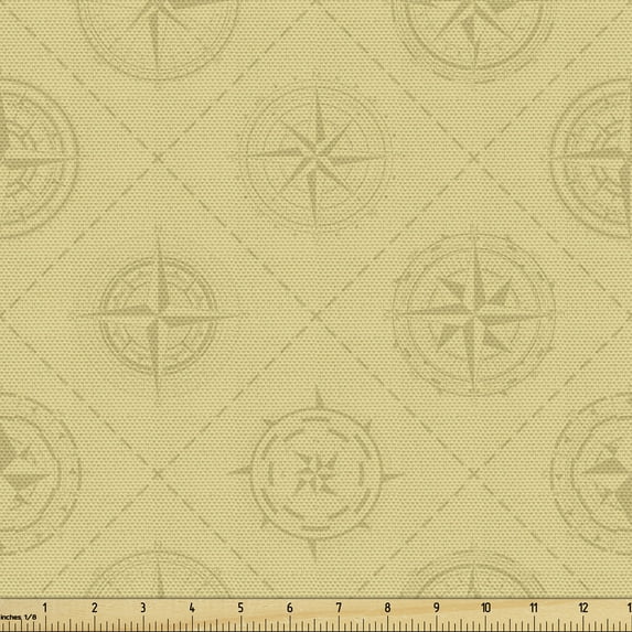 Ambesonne Compass Fabric by the Yard Upholstery, Nautical Travel ...