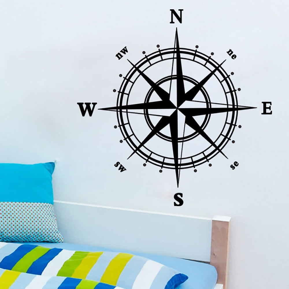 Compass Wall Decal Sticker Vinyl Decor Mural Bedroom Kitchen Art Map ...