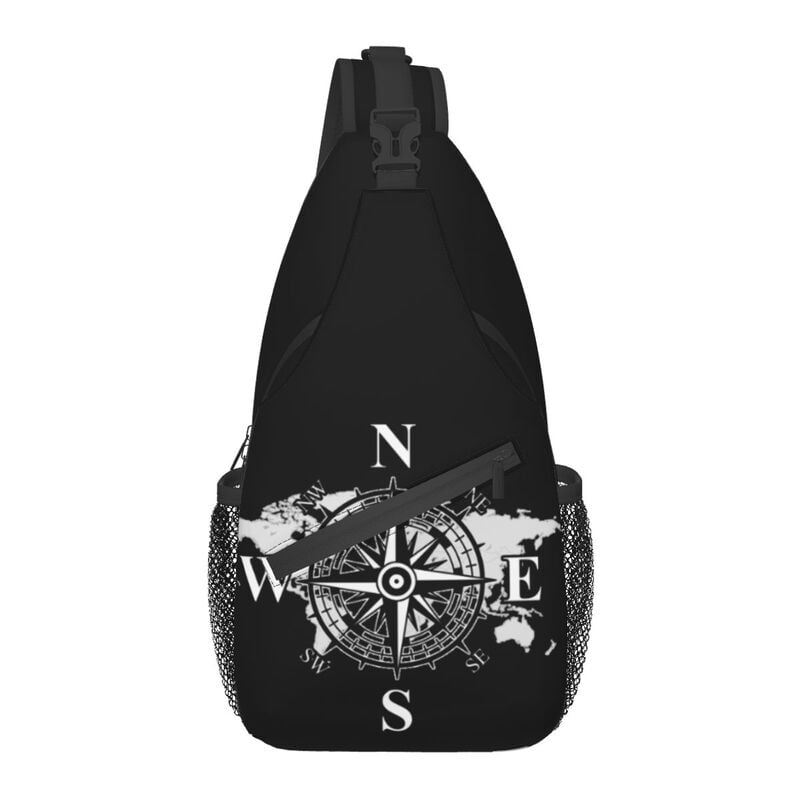 Compass With World Map Sling Bag Men Cool Cardinal Points Of Shoulder ...