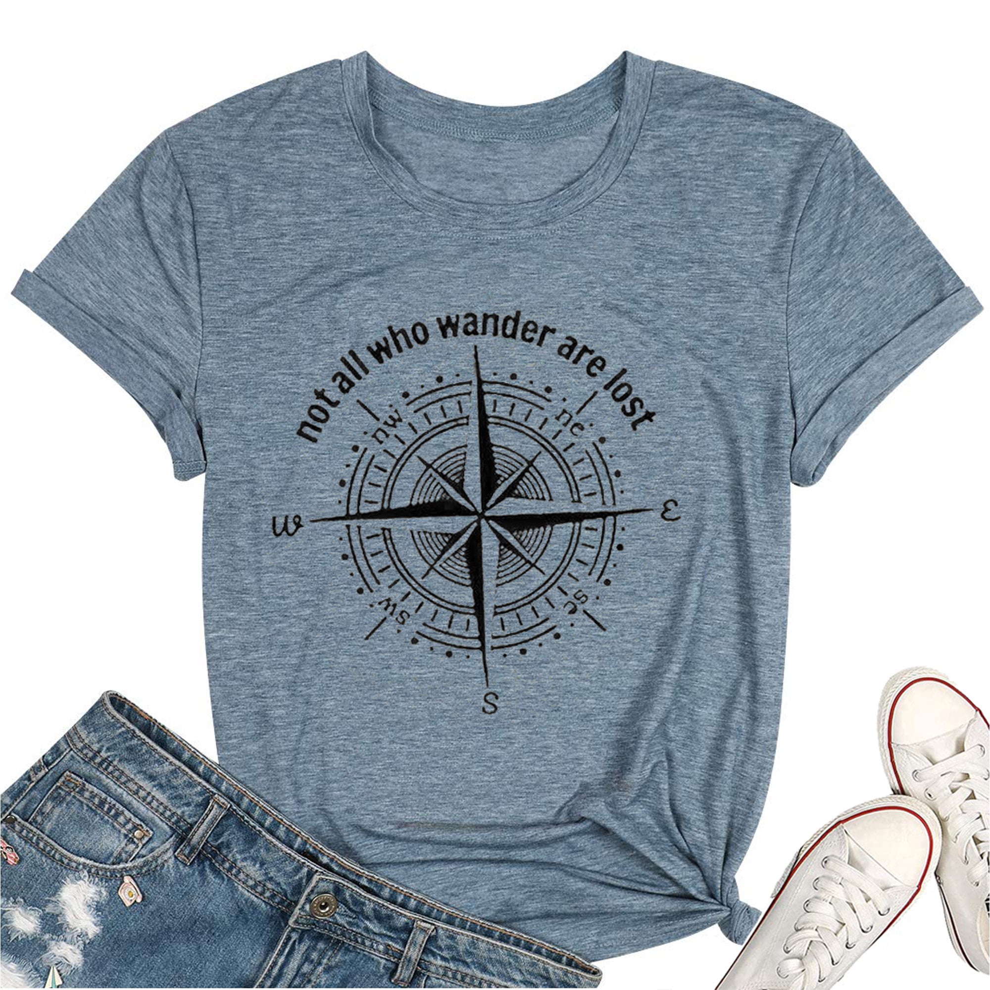 Compass Womens Graphic T Shirt Not All Who Wander are Lost Tees ...